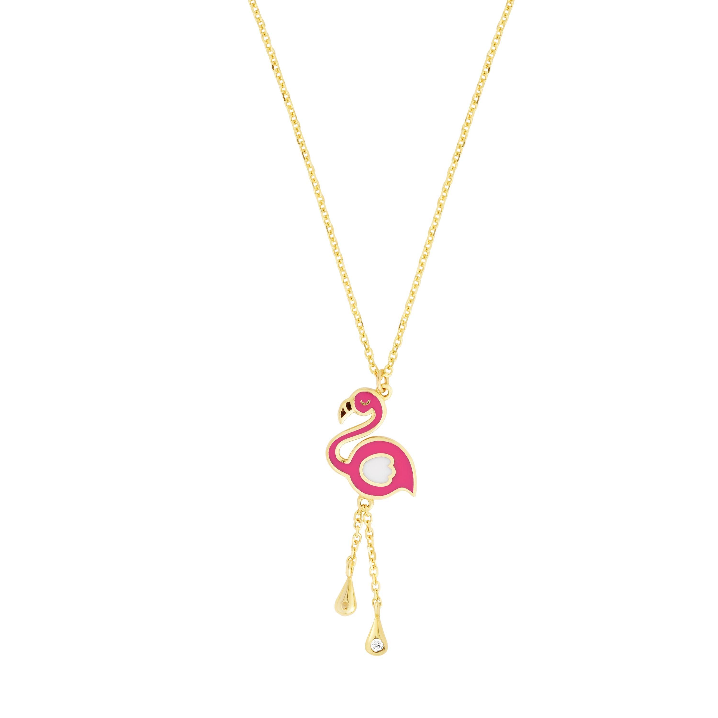 Kids 14k Gold and Enamel Flamingo Chain 14" – Johnny Dang & Co