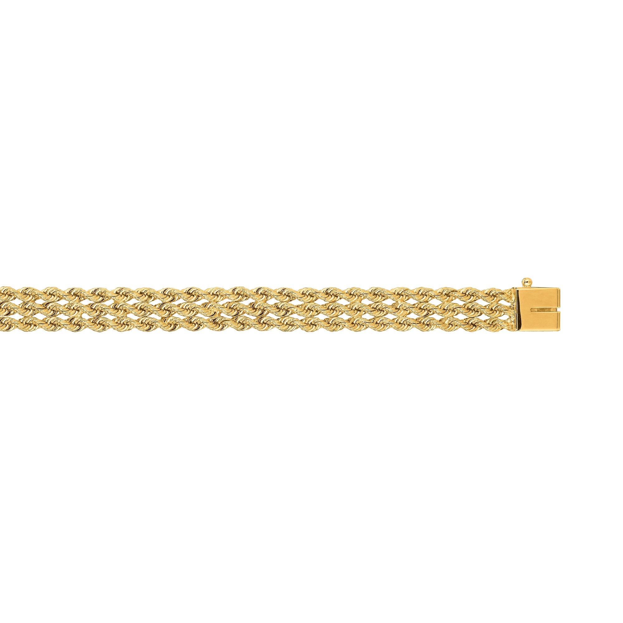 14K Gold 7.2mm Triple Row Rope Chain Bracelet – Johnny Dang & Co